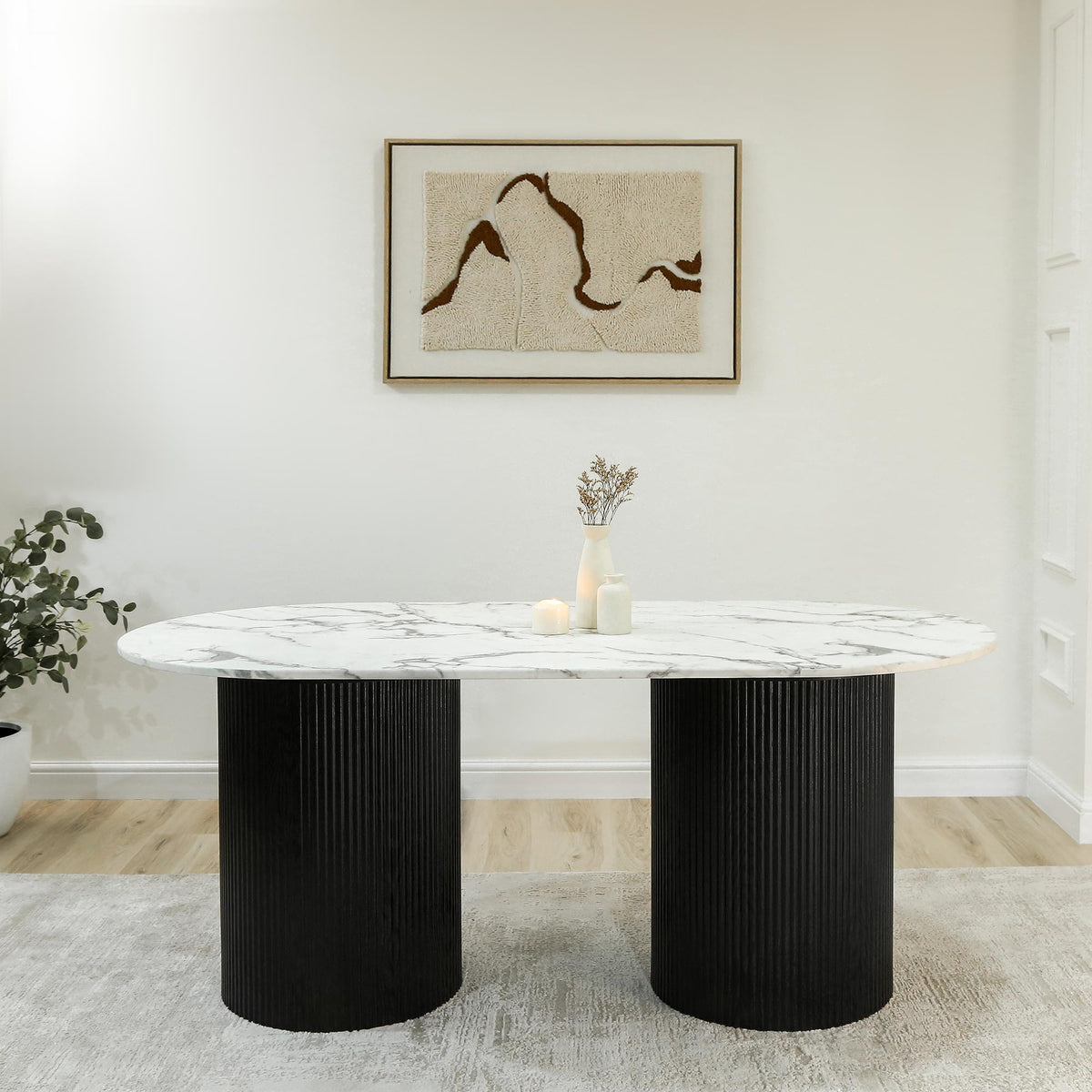 Dining Table - Avellino White & Black Ash Marble 6 Seater – VANITY LIVING