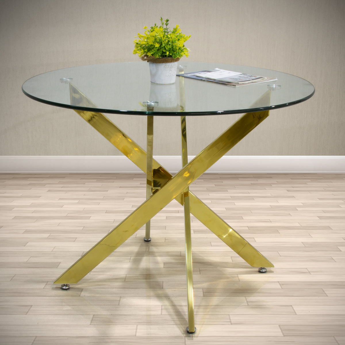 Dining Table - Davos Gold Round Table – VANITY LIVING
