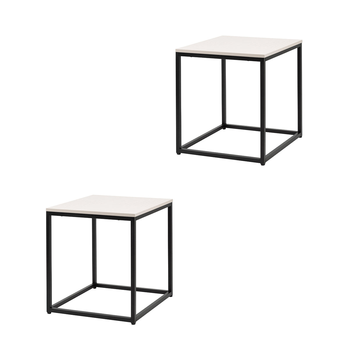 Living Room Set of 2 - Ravenna Black Metal Marble Top Side Lamp Tables ...