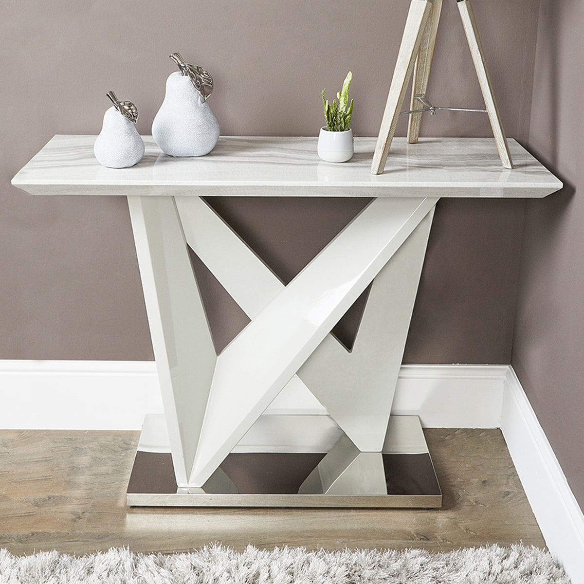 Bergamo Marble Effect Console Table – VANITY LIVING